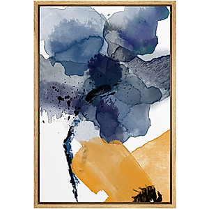 SIGNWIN Framed Canvas Wall Art Blue Flower Canvas Prints Home Artwork Decoration for Living Room,Bedroom - 16"x24" Natural