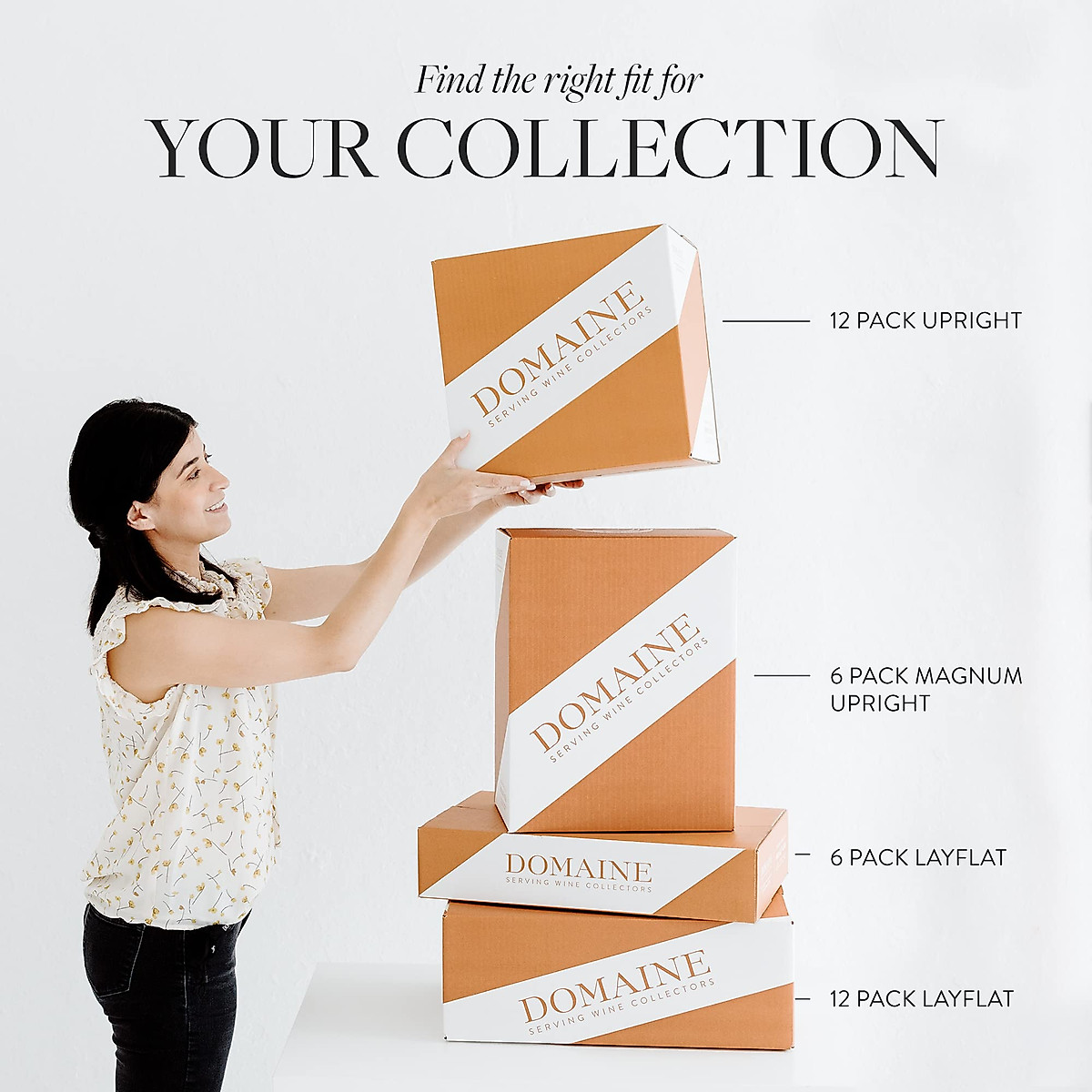 12-Bottle Layflat Wine Storage Box (Qty: 5 Boxes) | Domaine Wine Storage | Stores 12 Bottles | Bundle Options Available | Pre-Cut Inserts Included