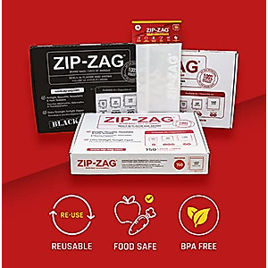 Zip-Zag BLACK 10 Half Pound Bags - Airtight Bags, Resealable, Reusable, Anti-Puncture, Washable, Food Safe, Treated for no Static, for Dry Herbs and Spices