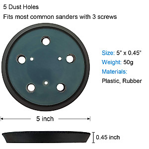2 Pack 5 Inch 5 Hole Replacement Sander Pad for Porter Cable 333 333VS Random Orbit Sanders, 5" Hook and Loop Orbital Sanding Pad for Porter Cable 13904/13909