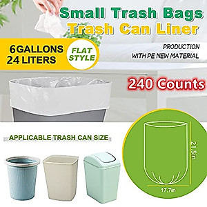 WVLIROD Small Trash Bags 240 Counts 6 Gallon 24 Liters Garbage Bags Wastebasket Bin Liners Plastic Trash Bags for Bathroom Bedroom Office Trash Can