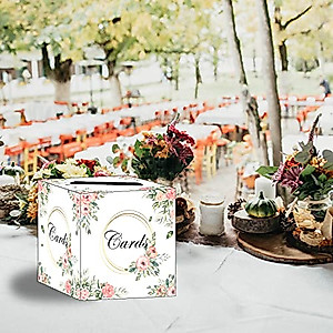 HEIPINIUYE Pink Floral Card Box Floral Gift Card Box Holder Wedding Card Box Money Box Card Box Holder for Wedding Baby Shower Bridal Shower Birthday Party Favor Table Centerpiece Decoration