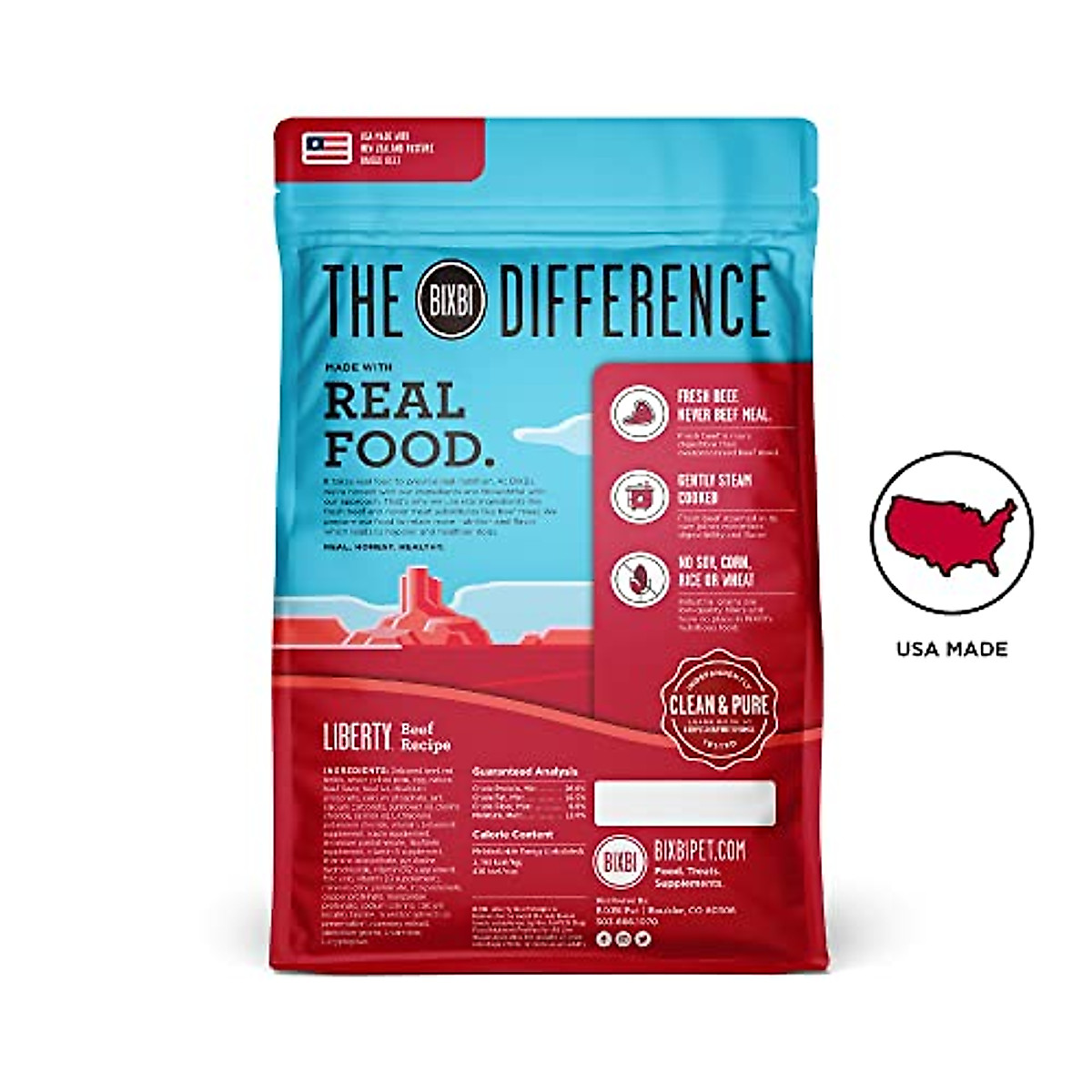 BIXBI Liberty Grain Free Dry Dog Food, Beef, 4 lbs - Fresh Meat, No Meat Meal, No Fillers - Gently Steamed & Cooked - No Soy, Corn, Rice or Wheat for Easy Digestion - USA Made