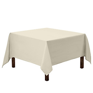 Gee Di Moda Square Tablecloth - 52 x 52 Inch Ivory Table Cloth for Small Square or Round Tables - Heavy Duty Washable Fabric - for Buffet Table, Holiday Party, Dinner, Wedding & Baby Shower