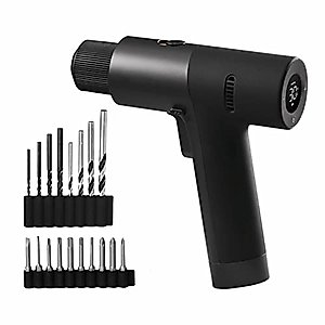 HOTO Cordless Brushless Drill 12V, LED Display Screen, 30 Precision Gears, 2 Working Modes, 2000mAh Battery, 266 In-lbs (30N·m) Torque, 3/8 Inch Keyless Chuck, 1400RPM, 10 x Bits, 8 x Drill Bits
