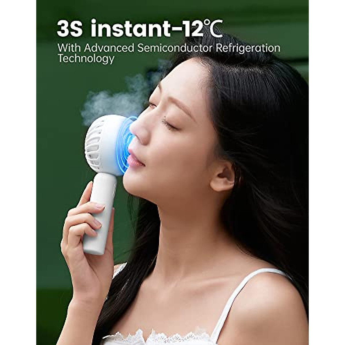 SWEETFULL Portable Handheld Fan Personal Air Conditioner mini Fan Semiconductor Cooling Small Personal Cooler USB Rechargeable hand held Fan Cute Design Fan for women indoor/outdoor, 3 Speeds