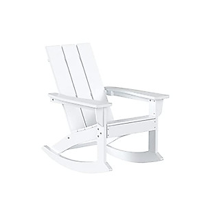 WO Home Furniture Adirondack Rocking Chair Set of 2 PCS Patio All-Weather and UV Protection for Any Outdoor Spaces (White)