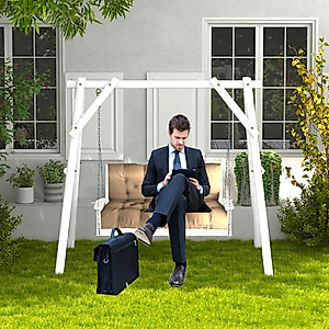 XALBDMNB Porch Swing Cushion,Waterproof Bench with Backrest Cushion Outdoor Furniture,Thickened 2-3 Seater 3 year without fading for Porch,Patio Garden outdoor swing cushions,Khaki & 39"x39"