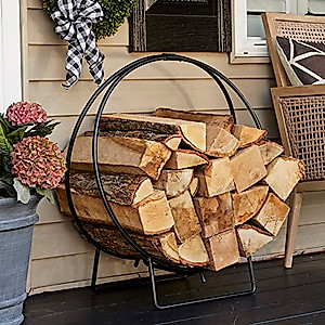 UniFlame Firewood Log Hoop Rack with 1/2" Solid Stock, Black