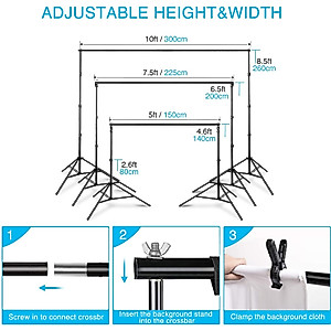 Yesker Photography Lighting Umbrella Kit, 6x9ft Muslin Backdrop (White/Black/Green Screen Kit), 8.5x10ft Background Support System Continuous Lights Umbrella Equipment for Portrait Photo Video Studio