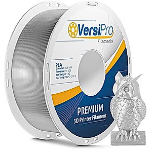 PLA 3D Printer Filament | Silver PLA Filament 1.75mm | 1KG Spool (2.2lbs) - Fits Most FDM Printers | Dimensional Accuracy +/- 0.03 mm | 3D Printing Filament 1.75 Will Not Warp, Clog or Break