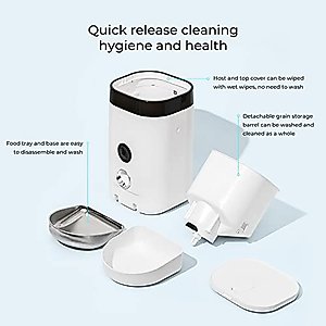 DOGNESS Automatic WiFi Dog/Cat Smart Camera Feeder - 6.5Lbs Large Capacity App Control Food Dispenser with WiFi, Portion Control, Voice Recording, Camera, Timer Programmable (4L White)