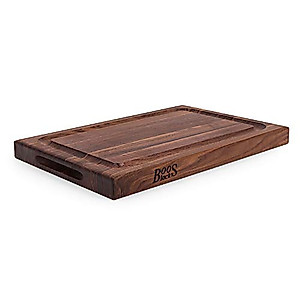 John Boos Reversible 18 Inch Wide 1.5 Inch Thick BBQ Barbecue Carving Cutting Board with Deep Juice Groove, 12 x 18 x 1.5 Inches, Walnut