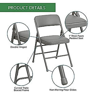 Amazing for less Pack of 2 (Fabric/Vinyl) Steel Frame Metal Foam Padded Folding Chairs (Black, Gray, White) (2-Pack - Vinyl Black)