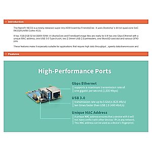 WayPonDEV NanoPi NEO3-LTS Mini Router Single Board Computer Rockchip RK3328 1GB Super Tiny ARM Board for IOT Smart Home Gateway Support FriendlyWrt Ubuntu (with Case and Heat Sink)