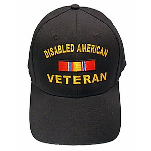 DAV Cap Disabled American Veteran Baseball Cap Black Hat Army Navy Marine Air Force Man or Woman Vet