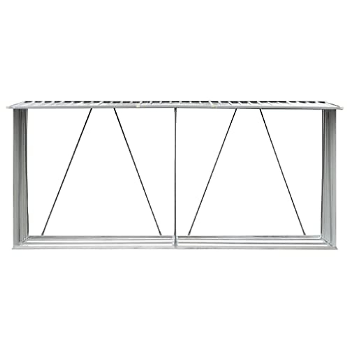 vidaXL Garden Log Storage Shed Heavy Duty Outdoor Backyard Timber Storage Cabin Firewood House Galvanized Steel 129.9" Gray