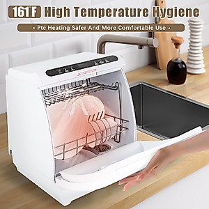 Portable Dishwasher Countertop with 7L Built-in Water Tank, 5 Washing Programs Counter Top Dishwasher No Hookup Needed, 360°Dual Spray Mini Dishwasher for RV Apartments, Camping