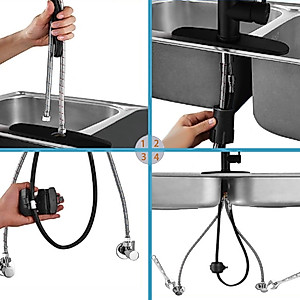 AIBOVI Matte Black Kitchen Faucet with Pull Down Sprayer, High Arc Single Handle Kitchen Sink Faucet with Pull Out Sprayer, RV Kitchen Faucet Stainless Steel Kitchen Faucets for Bar, Laundry, RV