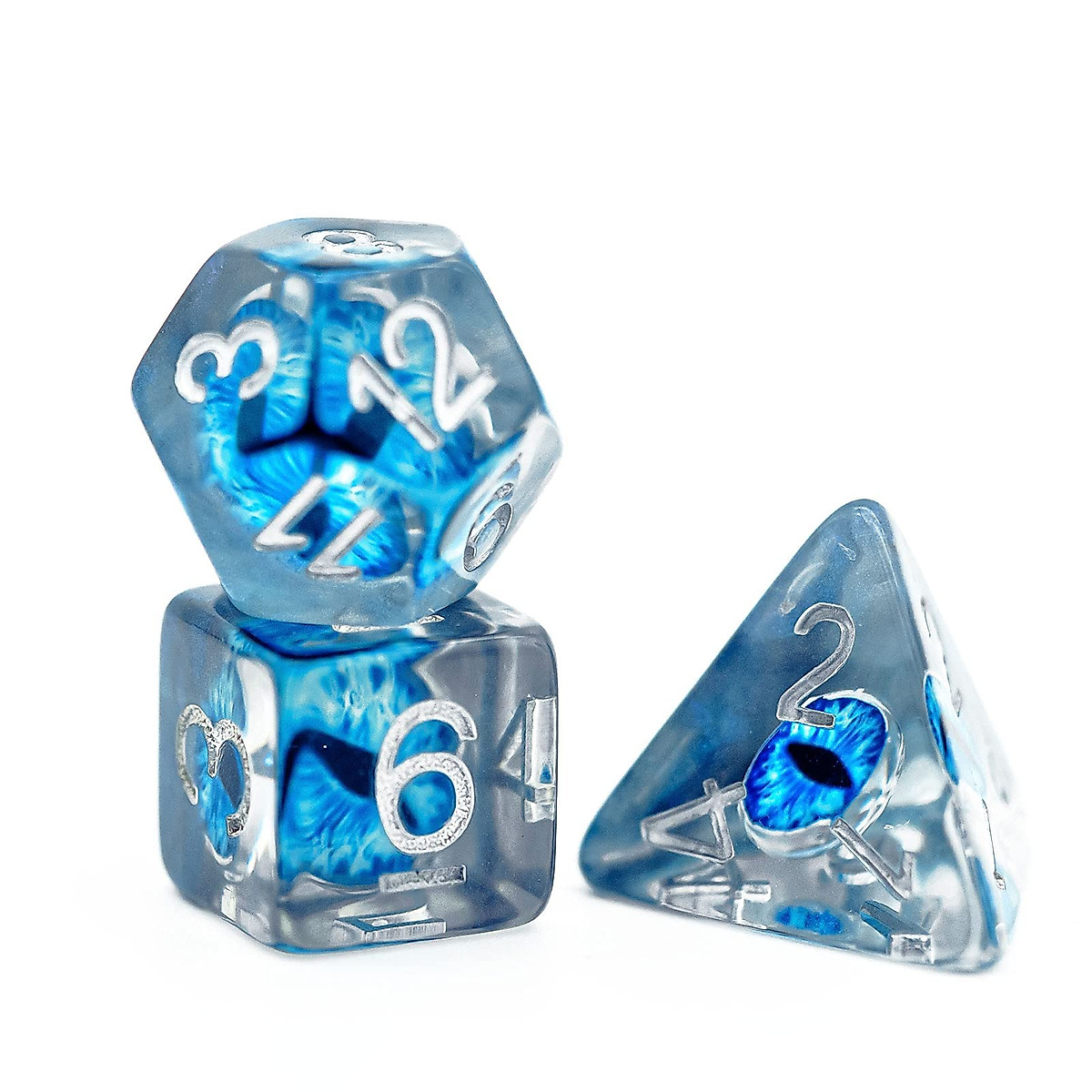 Cusdie 7Pcs/Set Polyhedral Dice Set Translucent Clouds DND Dice Set D&D Dice for Dungeons and Dragons RPG Game (Blue)