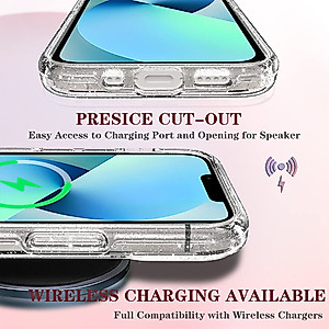 LABILUS Glitter Shining Double Layers Bumper Hard PC Back Protective Case for Girls Women, Compatible with iPhone 13 Mini (5.4 inches) - Clear