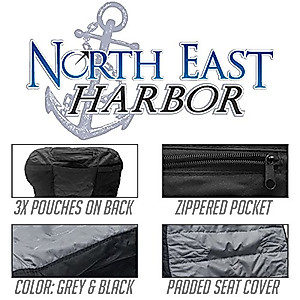 North East Harbor NEH Universal Lawn Mower Tractor Seat Cover Grey Padded Comfort Pad Storage Pouch