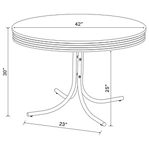 BOWERY HILL 42" Round Vintage Retro Dining Table in White and Chrome