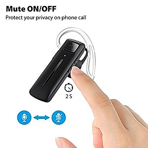 Marnana Bluetooth Headset with Voice Command Control, Bluetooth Earpiece w/Noise Cancelling Mic & 13 Hrs Playtime, V5.0 Wireless Headset Hands-Free Call for iPhone Samsung Android Cell Phone - Black
