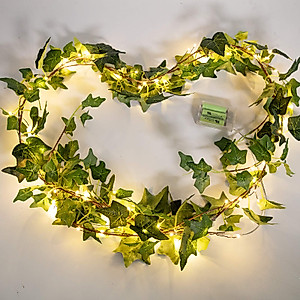Minetom 2 Pack 6 Ft. Ivy String Lights - Battery Operated 72 LED Artificial Ivy Lights, Warm White Bedroom Vines Lights for Wall Room Window Wedding Indoor Party Festival Decor