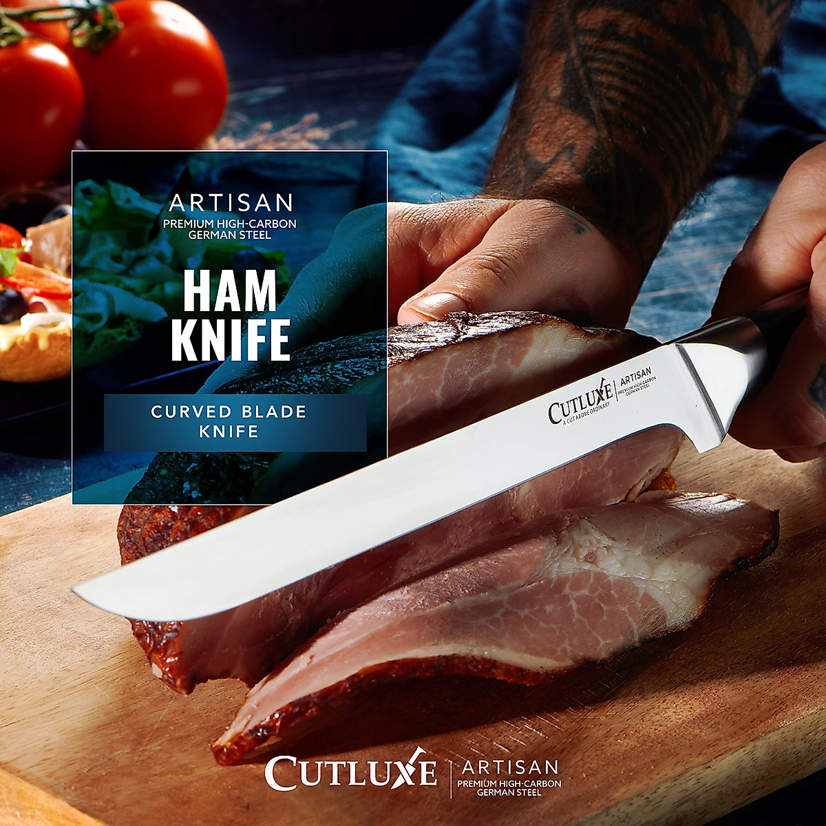 Cutluxe Ham Knife 10" - Spanish Style Meat Slicer, Carving Serrano Ibérico & Italian Prosciutto - Premium High Carbon Stainless Steel Blade - Ergonomic Handle - Artisan series