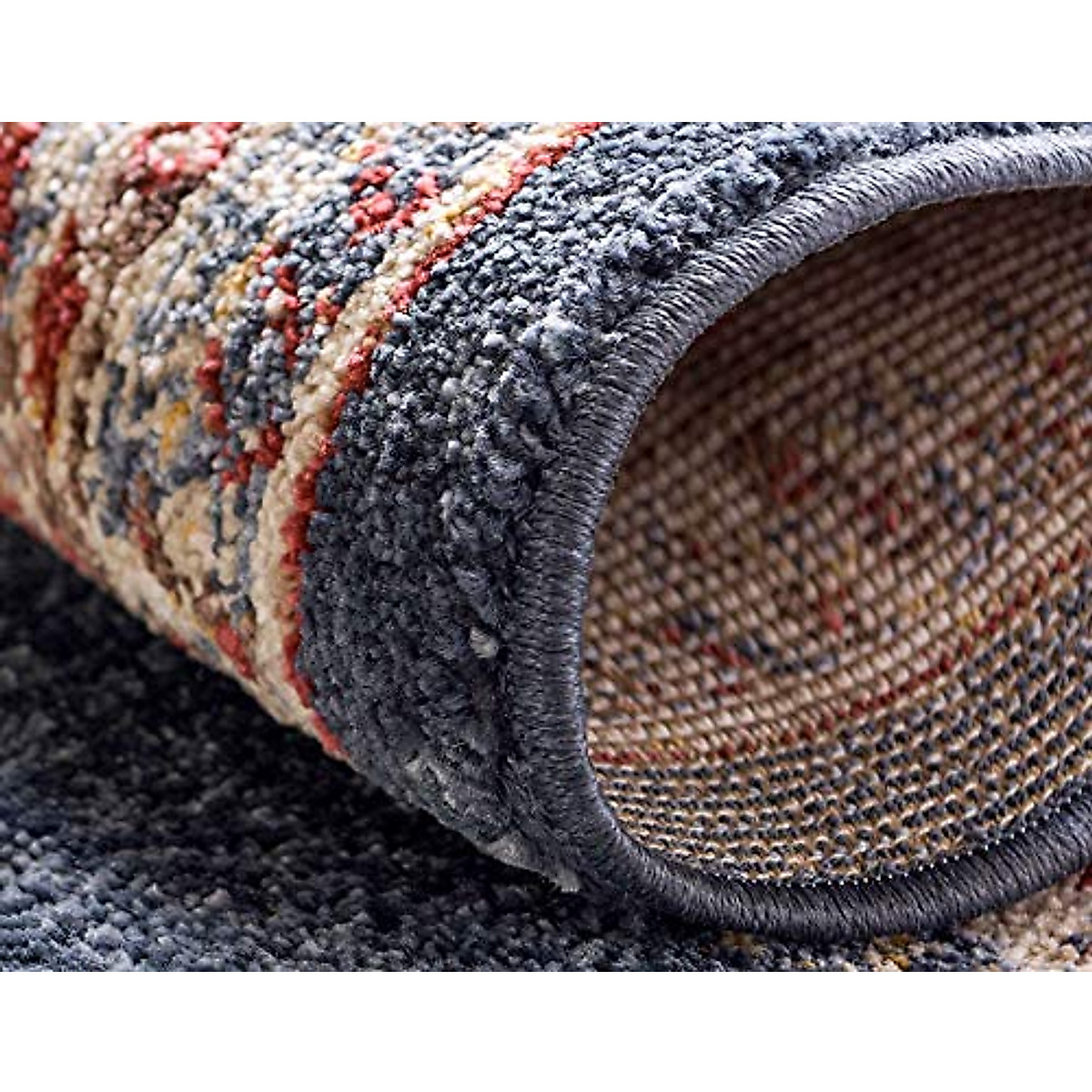 Unique Loom Utopia Collection Traditional Classic Vintage Inspired Area Rug with Warm Hues, 7' 1" x 10' Rectangle, Dark Blue/Beige