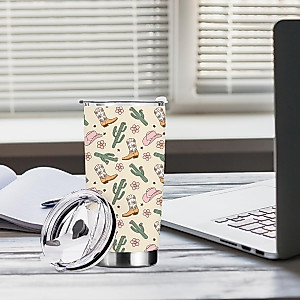 Western Coffee Tumbler, 20 oz Tumbler, Insulated Coffee Mug with Lid, Stainless Steel Thermal Cup, Vacuum Water Bottle Travel Mug Drinking Cups, Western Gifts for Women Girls Sisters, Western Stuff