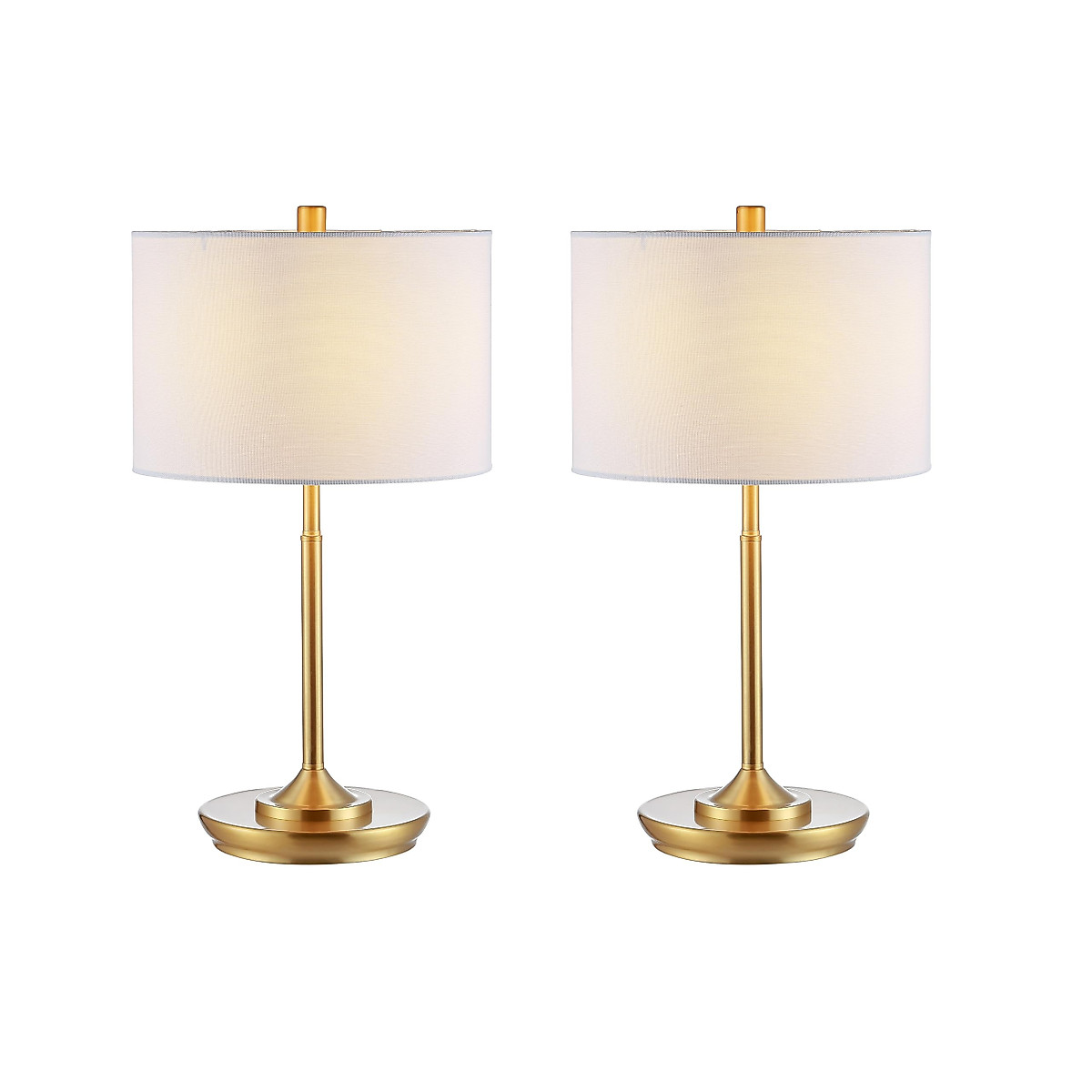 SAFAVIEH Lighting Collection Taren Modern Contemporary Brass Gold 22-inch Bedroom Living Room Home Office Desk Nightstand Table Lamp Set of 2 (LED Bulbs Included)