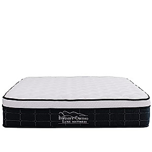 Novezza Home 12 Inch Hybrid Pillow-Top Mattress/Bed-in-a-Box/CertiPUR-US Certified Foam, Queen, White