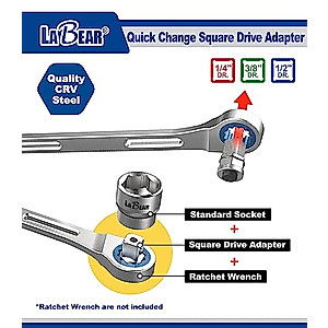 LABEAR- 4pcs Ratcheting Wrench to Square Drive Adapter Set