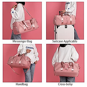 Gym Duffle Bag for Women Men Sport Travel Duffle Bag with Toiletry Bag, Small Gym Bag with Wet Pocket & Shoe Compartment, Overnight Bag Hospital Bags for Labor and Delivery - Pink