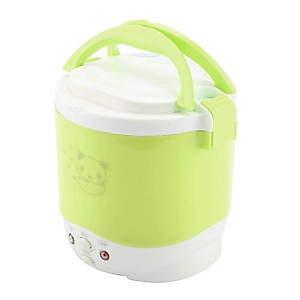 Omabeta Portable Rice Cooker for Travel Mini 12V 100W 1L Electric Portable Multifunctional Rice Cooker Food Steamer for Cars Can be Used As Electric Lunch Box(green)