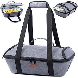 BAGSPRITE Casserole Dish Carrier Insulated - Hot Casserole Dish Carrying Case - Food Carrier for Pockluck Fits 9" x 13" Baking Dish, Fancy Panz,Lasagna Pan