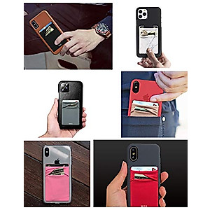 WUOJI RFID Blocking Phone Card Wallet - Double Secure Pocket - Ultra-Slim Self Adhesive Credit Card Holder Card Sleeves Phone Wallet Sticker All Smartphones(Black)-2PC