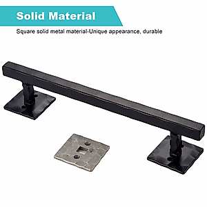 Eumtenr 12" Barn Door Handles for Sliding Door, Heavy Duty Large Rustic Design Barn Door Pull, for DIY Sliding Barn Door, Gate, Shed, Garage | Square Solid Metal Material, Matte Black