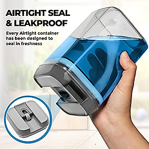 Shazo Airtight Container Set for Food Storage - 7 Piece Set + Heavy Duty Plastic - BPA Free - Airtight Storage Clear Plastic w/Gray Interchangeable Lids kitchen counter storage Bin -18 Labels+Marker