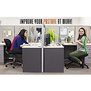 Posture Pro Ergonomic Kneeling Chair with Wheels | Fully Adjustable Mobile Office Seating | Improve Posture & Relieve Back Pain | Easy Assembly | Kneeling Desk Chair for Home, Office & School (Black)