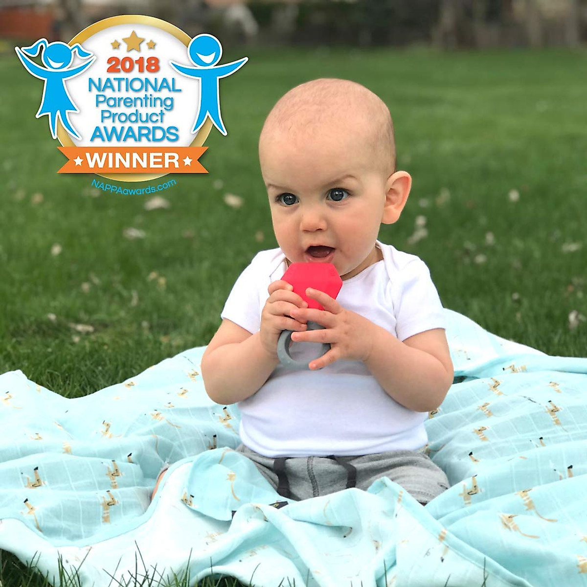 INNOBABY TEETHIN' Smart Birthstone Ring TEETHER - March (Aquamarine)