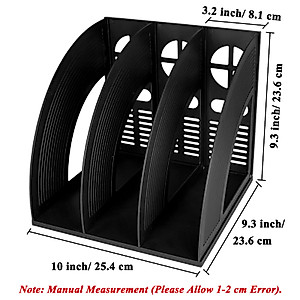 SAYEEC Magazine Holder Sturdy Binder Holder Desk File Sorter Plastic File Folder Organizer Stand Book Shelf Dividers Vertical Storage Rack Desktop Bookshelf Display Box for Office School Home (Black)