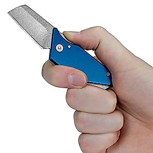 Kershaw Pub, Blue Multifunction Pocket Knife (4036BLUX) with 1.6 Inch 8Cr13MoV Stonewash Blade and Black Handle, Includes a Screwdriver Tip, Pry Bar, Key Chain Attachment and Bottle Opener