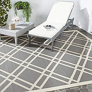 SAFAVIEH Courtyard Collection 8' x 11' Navy/Beige CY6923 Trellis Indoor/ Outdoor Waterproof Easy-Cleaning Patio Backyard Mudroom Area-Rug