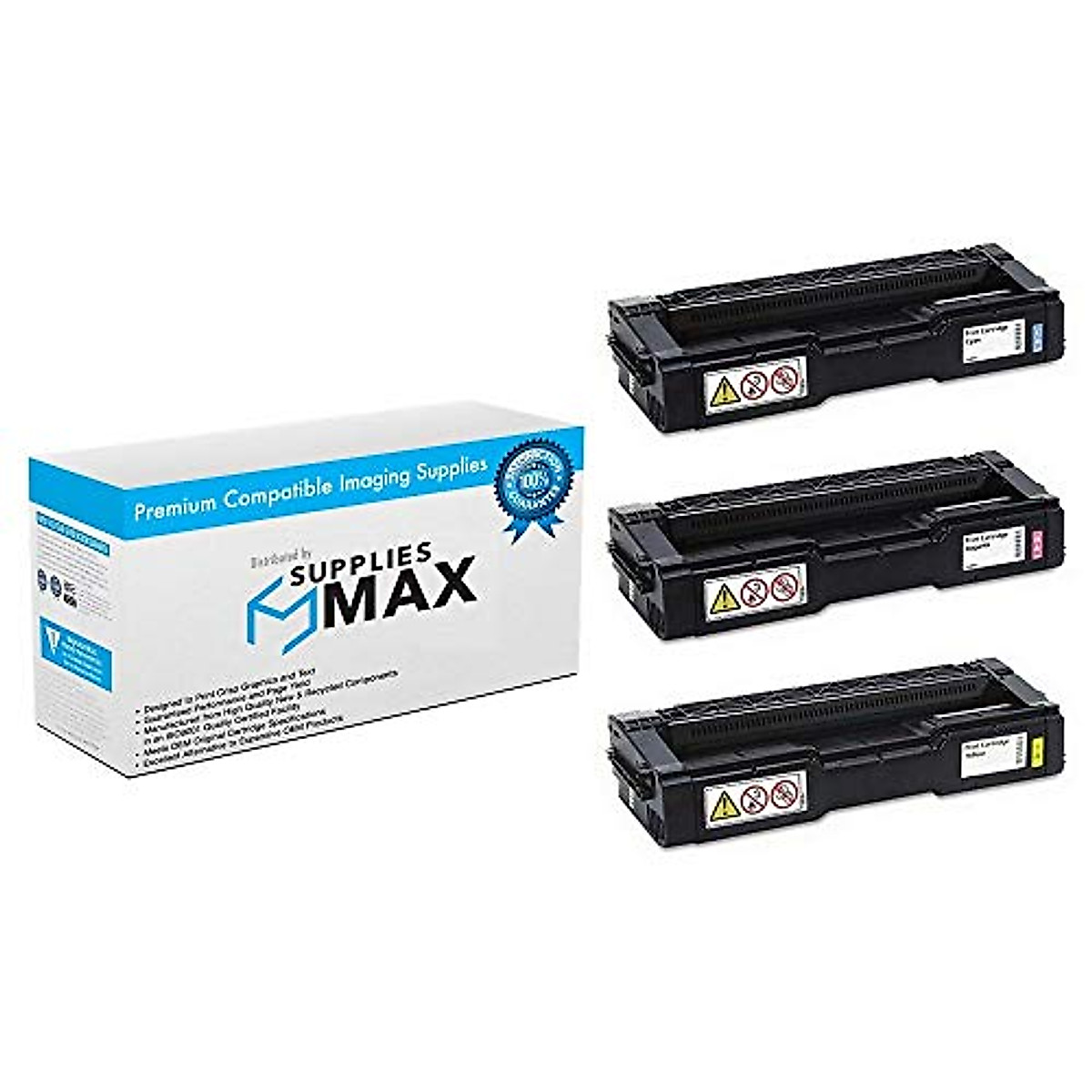 SuppliesMAX Compatible Replacement for Ricoh M-C250FW/M-C250FWB/P-C301W Toner Cartridge Combo Pack (C/M/Y) (Type M-C250H) (40835CMY)