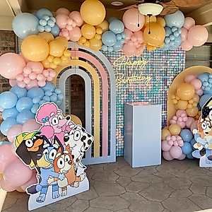 MOMOSHERO 142Pcs Blue Balloons Arch Garland Kit,Paw Dog Birthday Party Decorations,Sunflower Bone Foil Balloons Blue Purple Yellow Pink Balloons for Boys Girls Blue Puppy Theme Baby Shower Supplies