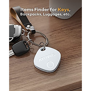 ATUVOS Luggage Tracker, Key Finder, Smart Bluetooth Tracker Pairs with Apple Find My (iOS Only), Item Locator for Bags, Wallets, Keys, Waterproof IP67, Anti-Lost 4 Pack