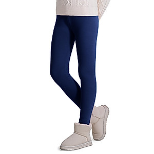 KEREDA Girls Fleece Lined Leggings Winter Warm Pants for Kids 6-7 Years Navy